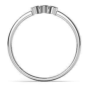 Kobelle Sz 7.5 Solid 10K White Gold Bezel Set 3 Diamond Past Present Future Wedding Engagement Ring