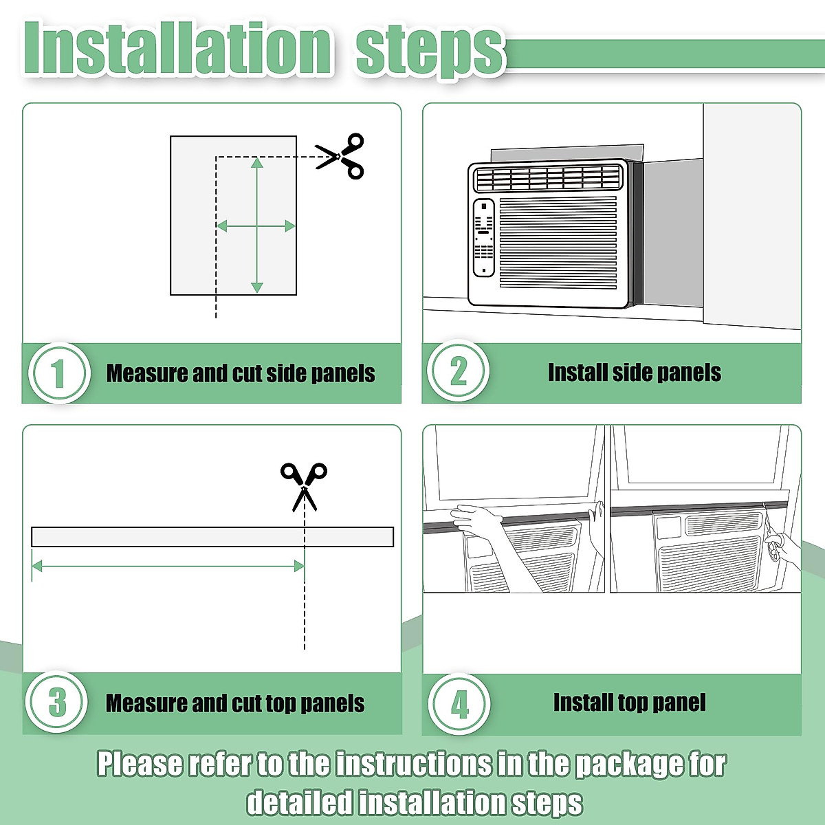 Memrita Window AC Side Panels for Indoor Air Conditioner Unit,Window Air Conditioner Surround Insulation Foam Panel Kit with Foam Seal Strip,Window AC Foam Panels for Summer and Winter