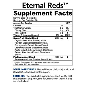 BioTrust Eternal Reds, Red Superfoods Powder, Support for Heart Health and Circulation, Energy, Stamina, No Added Sugar or Caffeine, Naturally Flavored and Sweetened, Berry Flavor (30 Servings)