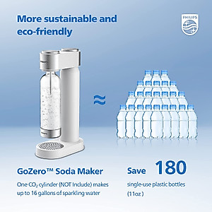PHILIPS Sparkling Water Maker Soda Maker Soda Streaming Machine for Carbonating with 1L Carbonating Bottle, Seltzer Fizzy Water Maker, Compatible with Any Screw-in 60L CO2 Carbonator(NOT Included)