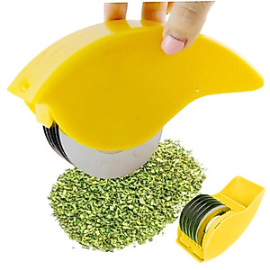 Herb Stripper Herb Chopper with 6 Blade Manual Herb Chopper Stainless Steel PP Herb Cutter Sharp Detachable Washable for Cilantro Scallion Parsley Yellow
