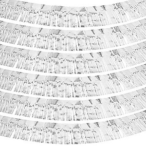 WILLBOND 6 Pieces 10 Feet Fringe Garland Foil Fringe Garland Metallic Tinsel Foil Garland Wall Hanging Fringe Banner for Wedding Birthday Parties Holiday Decorations and More (Silver)