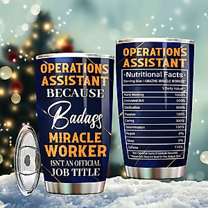 Operations Assistant Tumbler 20oz – Stainless Steel Insulated Travel Mug for Men & Women, Coffee Cup Gift for Operations Assistant, Work, Office, Retirement, Birthday, Christmas, Appreciation