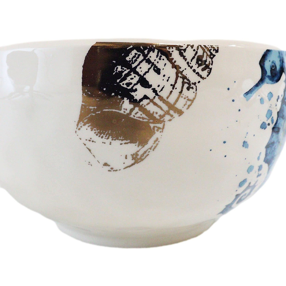 Ebros Nautical Marine Coastal Sea Life Blue And White Seahorse Ceramic Dinnerware For Beach Party Hosting Kitchen And Dining Earthenware Serveware (Large Pasta Noodles Salad Soup Serving Bowl 95oz)