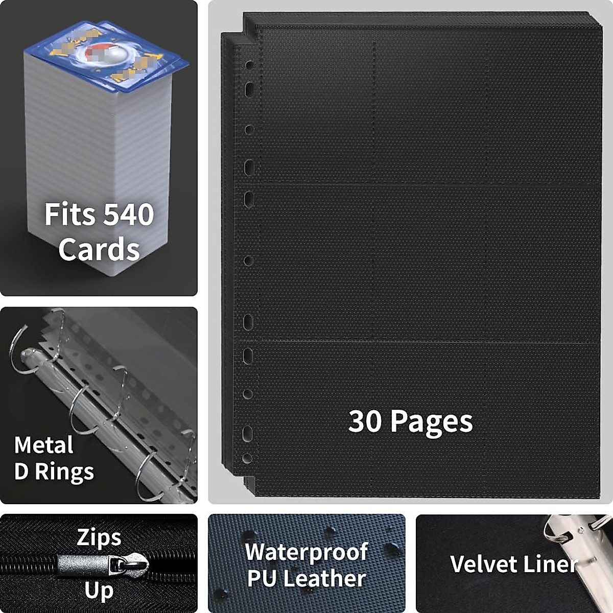 Rayvol Premium Trading Card Binder, 9 Pocket 540 Pockets Binder, Card Collection Album For Sports Cards and TCG