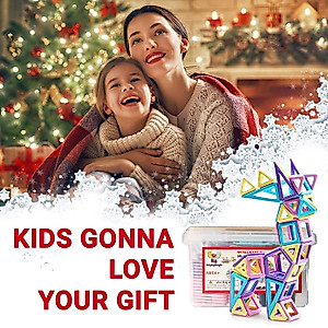 BrightyBright Magnetic Blocks Castle Building Toys Intelligent 3D STEM Educational Game for Kids Toddlers Boys Girls Magnet Tiles Set 114 Pc Best Gifts for Kids, Multicolor