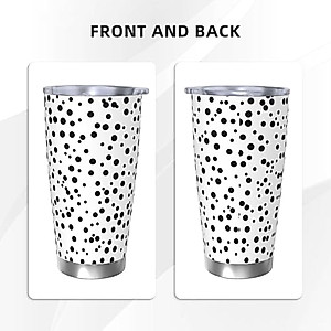 WXZYFP Car cup (single silver rim), can use a straw or drink directly, easy to use.Black And White Polka Dot