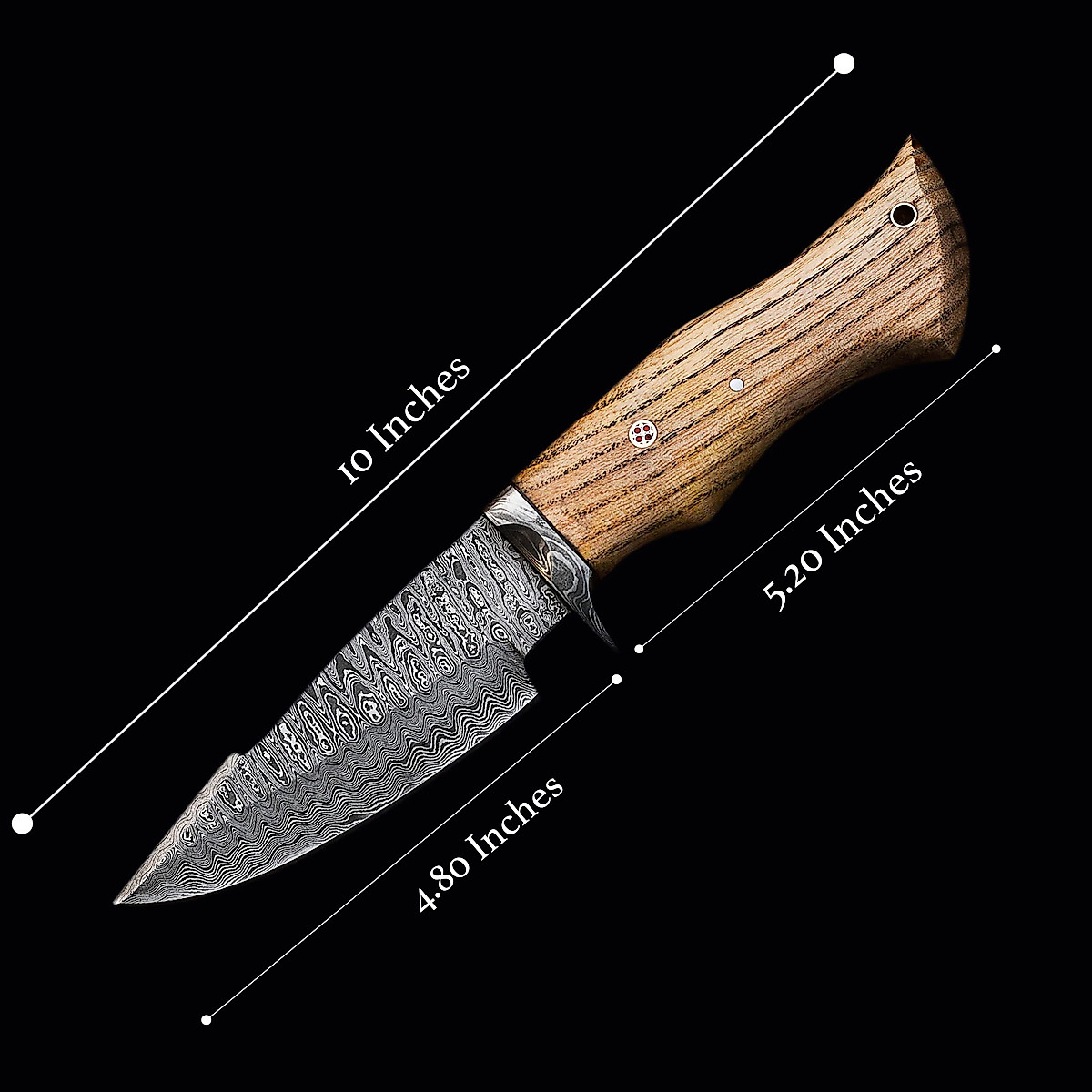 MJ Damascus Skinner knife, Survival Bushcraft knife, Ash wood Handle, Hunting outdoor camping knife, Full Tang Knife. Viking knife Gift for men.