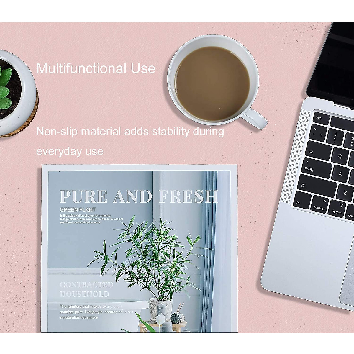 SUJAYU Dual Sided PU Leather Desk Pad, Mouse Pad, Office Desk Mat, Non-Slip Laptop Desk Pad, Waterproof Desk Writing Pad for Office and Home (23.6" x 11.8", Pink+Light Blue)