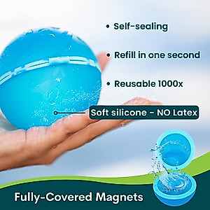 COLETA Reusable Water Balloons 12 Pcs Magnetic Self-Sealing. With 2 Side Bags. Refillable Latex-Free Soft Silicone Bombs Quick Fill Balls Boy Girl Gift Toy for Outdoor Activities Pool Beach Splash Fun