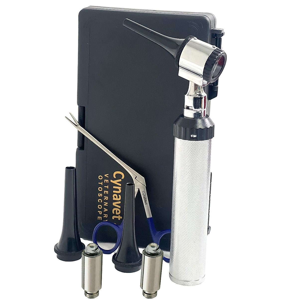 New Led Lense Veterinary Operating Otoscope Kit Plus 1 Forceppk plus1 Bulb Cynamed