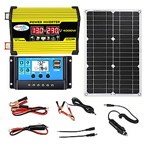 Hulzogul Solar System, Portable Solar Panel Kit, 4000W Inverter with 2 USB Ports, 30A Solar Charge Controller, LED Screen Display, Fast Charging for Critical Supply