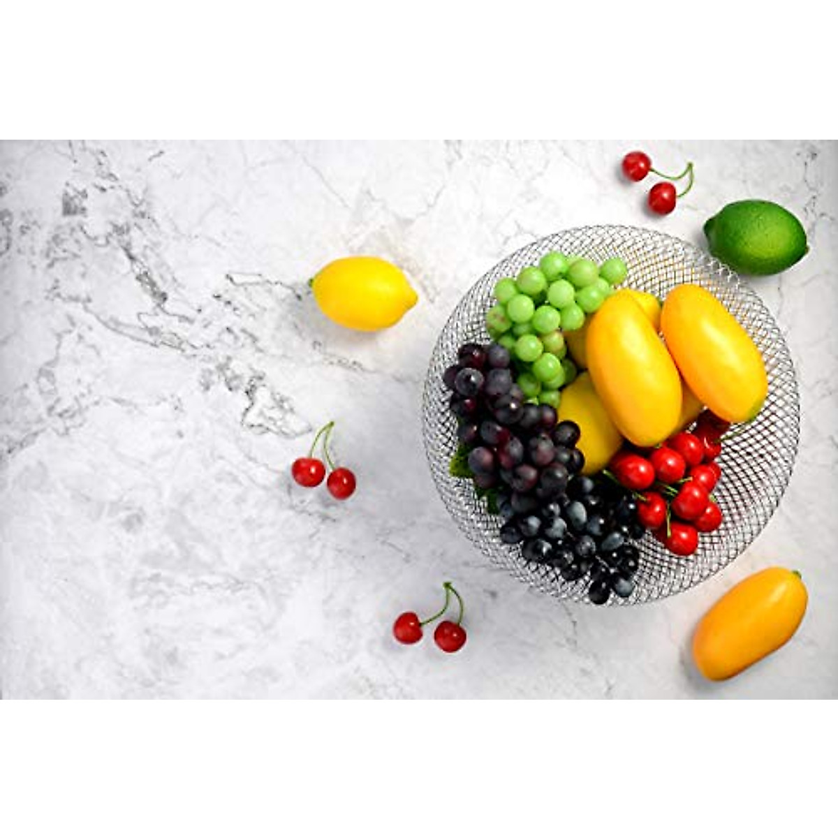 IBERG Mesh Fruit Basket Bread Basket Fruit Holder for Kitchen, Reception, Dining Table (BLACK SQUARE, 12 INCH)