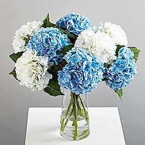 ZooeyRoose 3 Pcs White Royal Artificial Hydrangea 21" Large Real Touch Hydrangeas Heads with Stems Natural Lifelike Artificial Flower for Wedding Centerpieces Bouquet Home DIY Floral Decor