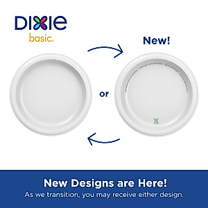 Dixie Basic 8.5” Light-Weight Paper Plates by GP PRO (Georgia-Pacific), White, DBP09W, 500 Count (125 Plates Per Pack, 4 Packs Per Case)
