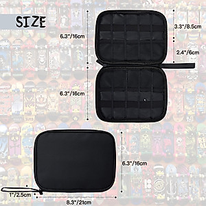 HUHYNN 10 Fingerboard Carrying Case Compatible with Tech Deck, Storage Case Compatible with Teck Deck Finger Skateboards, Fingerboard Carry Case Holds 10 Mini Finger Skateboards(Bag Only) (Black)