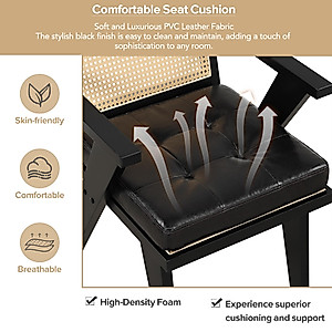 SPOFLYINN Accent Armchair with Thicken Cushion Mid-Century Modern Style Soft Comfortable Breathable Linen Fabric Office Chair Black