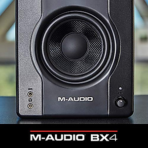 M-Audio BX4 4.5" Studio Monitors, HD PC Speakers for Recording and Multimedia with Music Production Software, 120W, Pair, Black