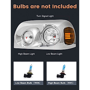 Avsty Headlights Assembly for Freightliner Century 2004 2005 2006 2007 2008 2009 2010 2011 2012 2013 2014 2015 Headlamp(Chrome)