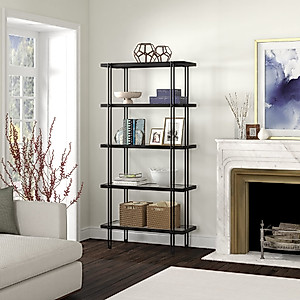 Henn&Hart 68" Tall Rectangular Bookcase in Blackened Bronze, for Home Office, Living Room