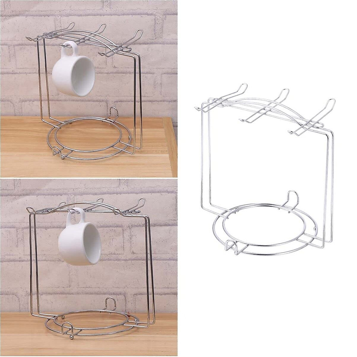 Lurrose Coffee Cups Holder Stand Cup Plate Organizer Metal Mug Tree Cups Coffee Mug Tree Holder Coffee Cup Display Hanger Rack Organizer