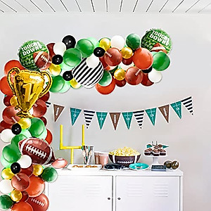 WATINC 129Pcs Football Balloon Garland Arch Kit, Football Theme Party Favors Decorations Supplies Foil Latex Balloons Celebration Decor, Sports Themed Birthday Decorations for Athletes Boys Men