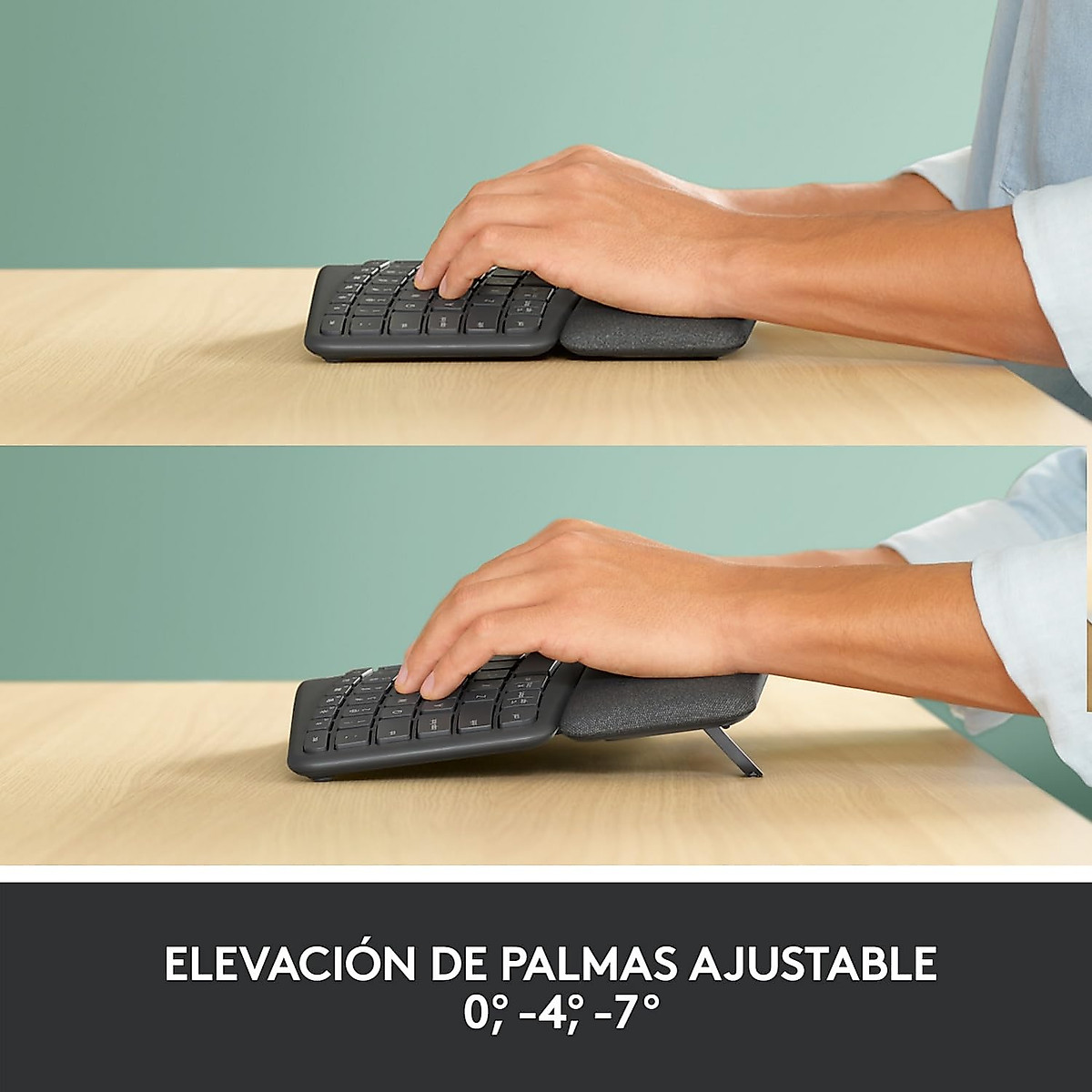 Logitech Ergo K860 Wireless Ergonomic Keyboard with Wrist Rest - Split Keyboard Layout for Windows/Mac, Bluetooth or USB Connectivity (Renewed)