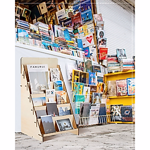 Wooden Greeting Card Display 6 Tier Sticker Display Stand Comic Book Display Wooden Portable Retail Table Display Stand Retail Counter Display Stand for Card Stickers Jewelry Soap Retail Showcase