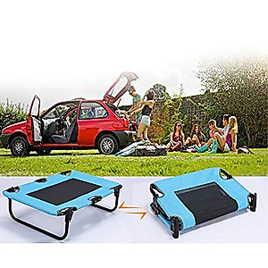 WeeH Elevated Dog Bed Small Medium Pet Cot Folding Portable Cat Dogs Beds with Mesh Cool for Summer Camping Beach Travel (32 Inch) Pink