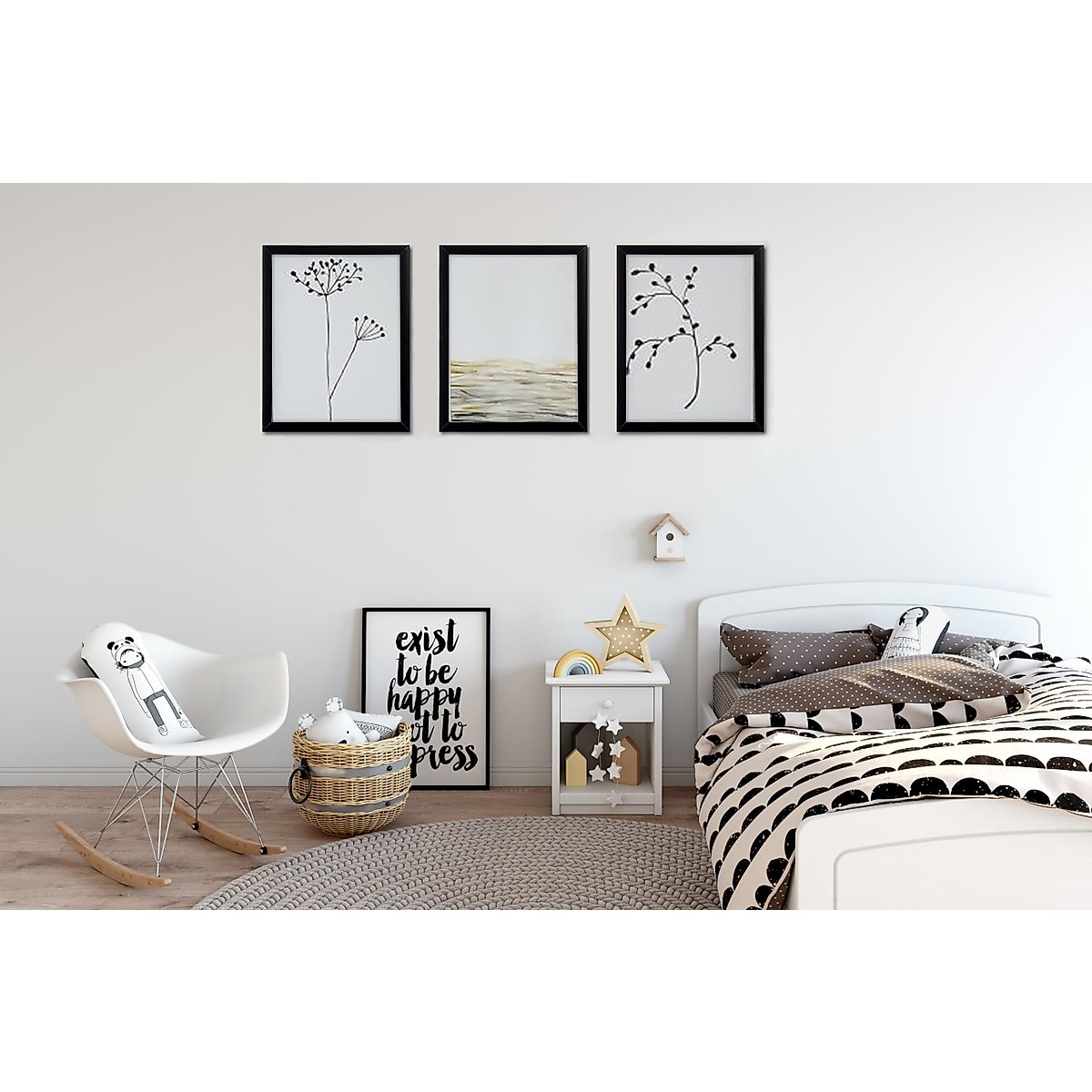 Picrit 5x7 Picture Frame Set of 7, Display 5x7 with Mat or 4x6 Without Mat, Photo Frames for Wall Mounting or Table Top Display, Black.
