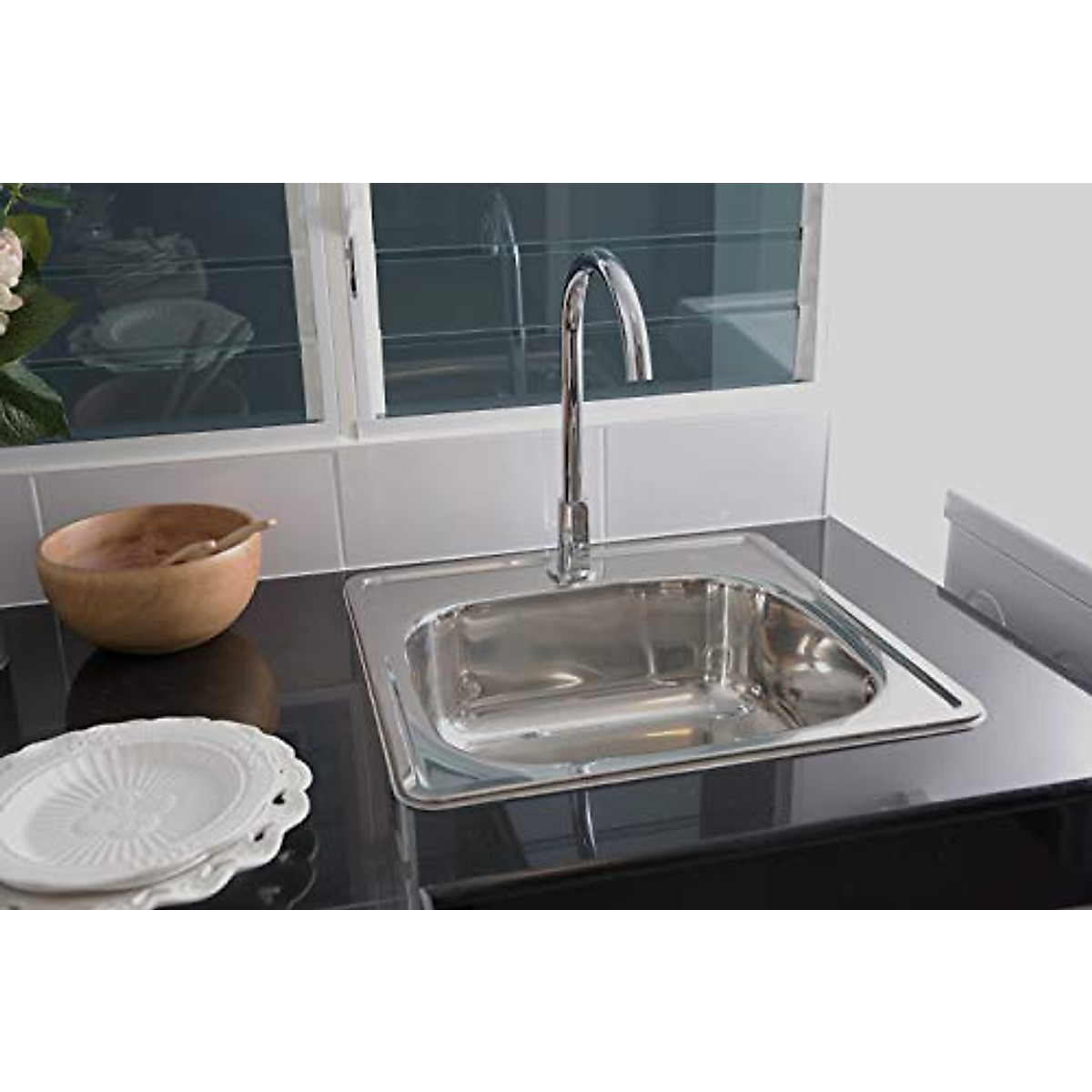 Transolid K-STSB15156-1 Select 1-Hole Drop-in Single-Bowl Kitchen Sink Kit, 15" L x 15" x 6", Brushed Stainless Steel