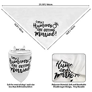 2PCS White My Humans are Getting Married She Said Yes Dog Wedding Engagement Bandana, LMSHOWOWO Dog Bandana Wedding Engagement Announcement Gifts Pet Scarf Accessories for Dog Lovers, Bridal Shower