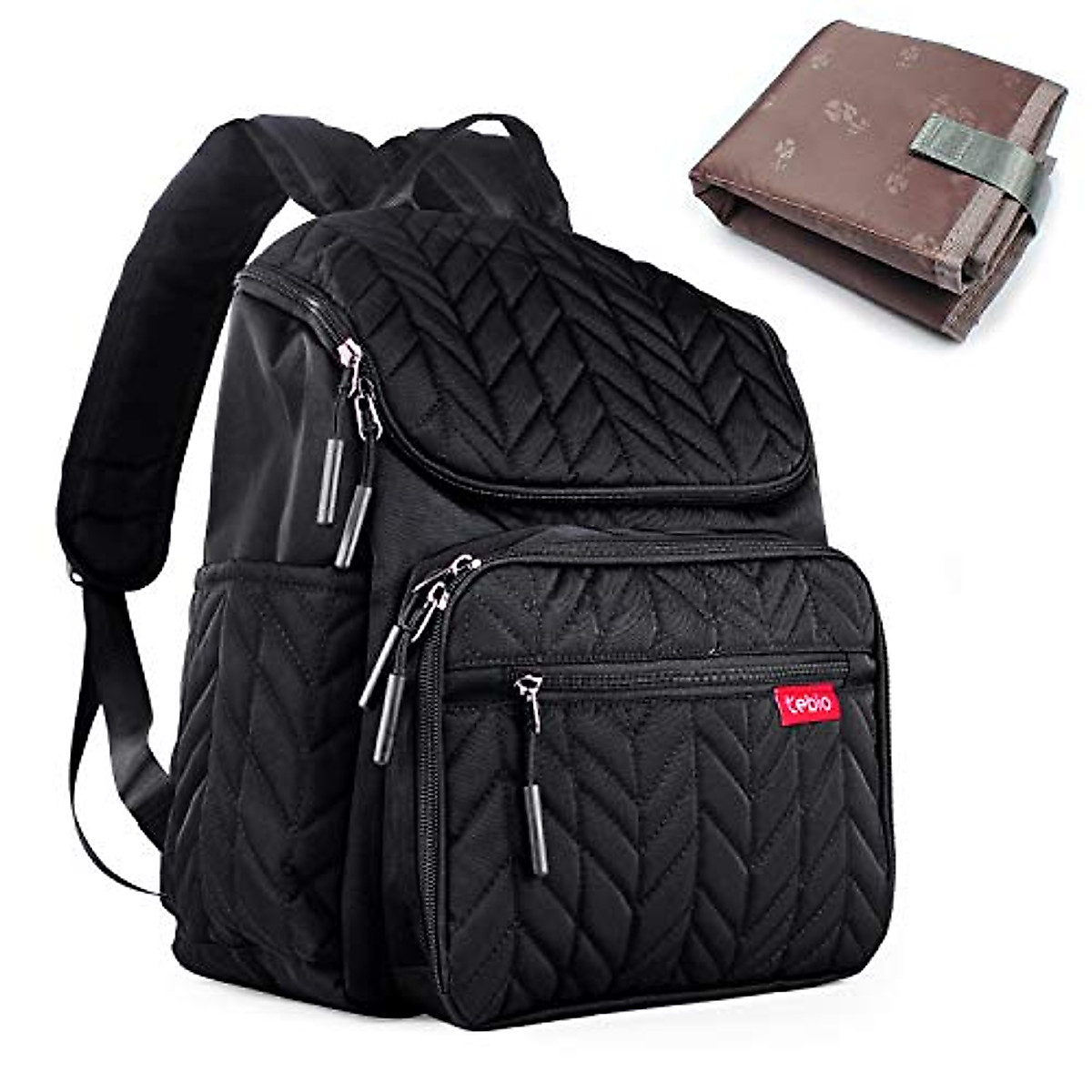 Diaper Bag Backpack, Tebio Multi-Function Large Capacity Waterproof Travel Backpack Nappy Bags, Gifts for Dad, Mom-Black