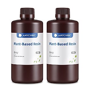 ANYCUBIC 2000g 3D Printer Resin Bundle with Low Odor and Safety, 405nm UV Plant-Based Rapid Resin with High Precision and Quick Curing for LCD 3D Printing (Grey, 1000g 2-Pack)
