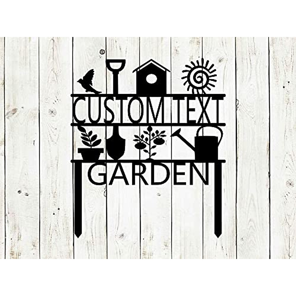 Custom Garden Sign, Garden Sign, Personalized Garden Sign, Garden Stake (17" W x 14 1/2" H, Black)