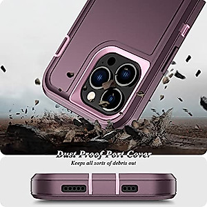 Qireoky for iPhone 14 Pro Case,iPhone 14 Pro Phone Case with Stand Heavy Duty Protective Anti-dust Port Cover Non-Slip Multi Layers 3 in 1 Bumper Shockproof Case for iPhone 14 Pro(Purple)