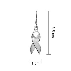 WithLoveSilver 925 Sterling Silver Breast Cancer Ribbon Hoop Dangle Earrings
