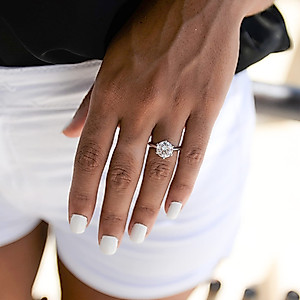 espere 3 Ct CZ Solitaire Engagement Ring Sterling Silver White Gold Plated Size 5