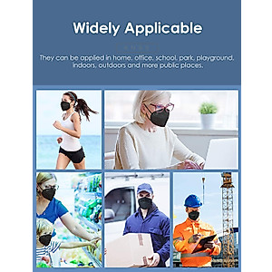 HUHETA KN95 Face Mask 10 Pack, 5-Ply Safety Mask, Filter Efficiency Over 95%, Against PM2.5 (Black Mask)
