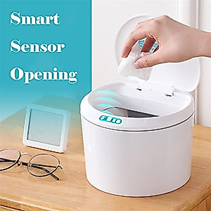 Trash Can 3L Mini Desktop Garbage Bin Trash Can Kitchen Bathroom Wastebasket Automatic Sensor Waste Bin Smart Small Wastebasket Trash Can Wastebasket