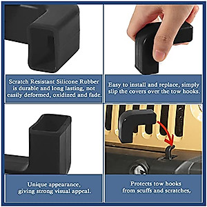 Factory Bumper Tow Hook Covers Fit for Jeep Wrangler JK, JL, Gladiator JT 07-22 Front Bumper Protect from Scuffs and Scratches, 2 Pack (Black)