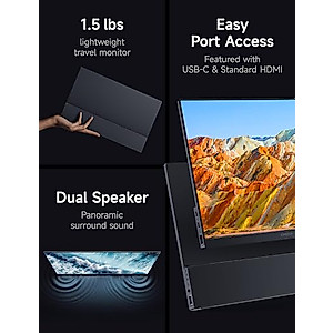 c-force 4K OLED Portable Monitor 15.6'' 100% DCI-P3 USB C HDMI Computer Display HDR Gaming Monitor Speakers Ultra Slim & Eye Care Travel External for Laptop Mac PC Phone PS5 Xbox Switch