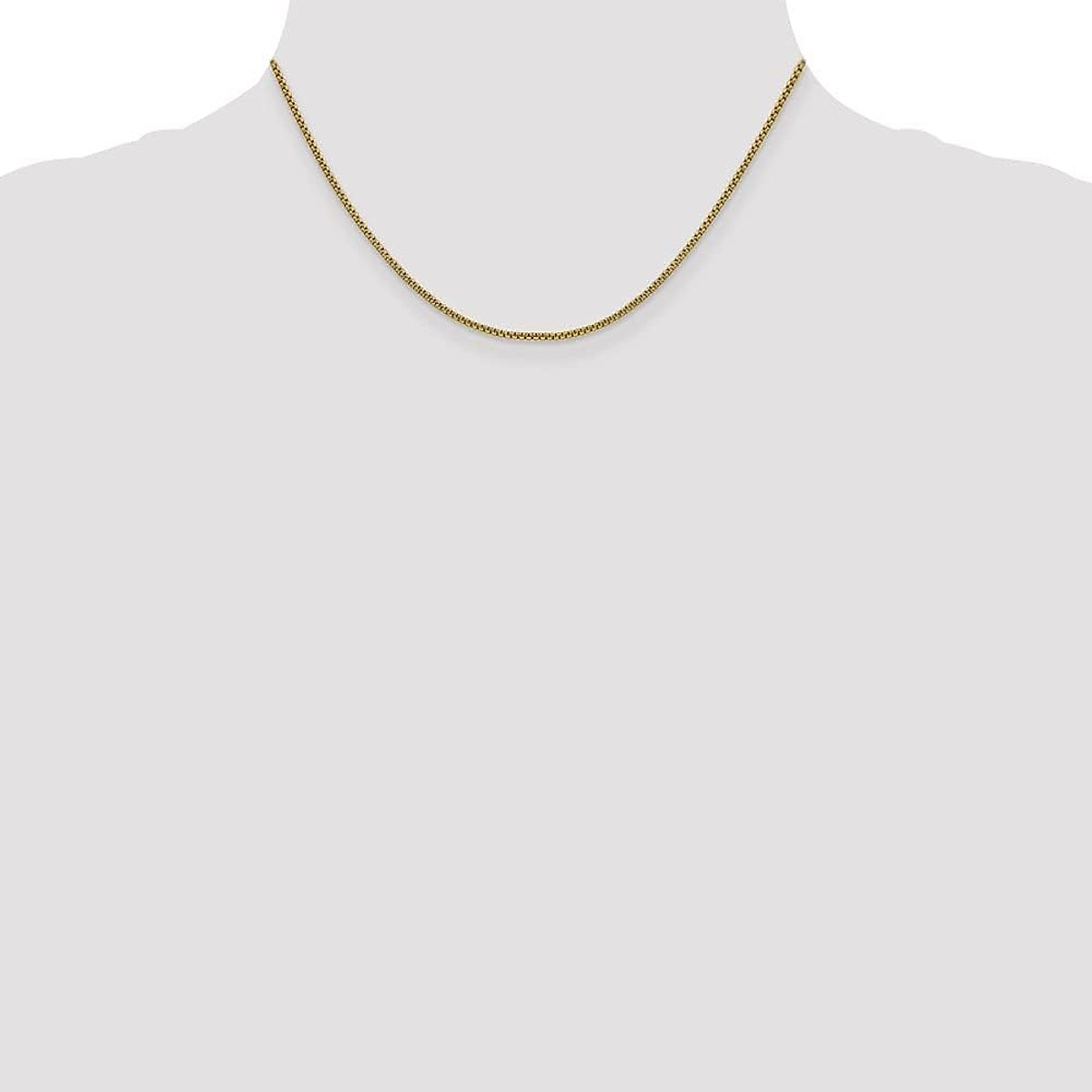 Diamond2Deal 14k Yellow Gold 1.5mm Hollow Round Box Chain Necklace 16"