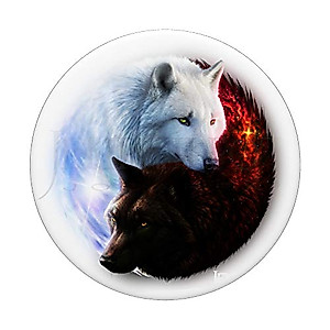 Yin Yang Wolf Black & White Dog is God PopSockets Swappable PopGrip