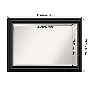 Amanti Art Beveled Bathroom Mirror (30 x 42 in.), Colonial Black Frame - Wall Mirror Black, Large