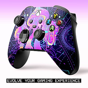 Moving Colorful Abstract Customised Wireless Controller for Xbox by BCB. Original Xbox Controller Compatible with Xbox One / Series X & S Console. Customized with Water Transfer Printing (Not a Skin)