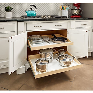 Slide-A-Shelf Made-to-Fit Slide-Out Shelf: Poplar Wood Front with Full Extension Rail