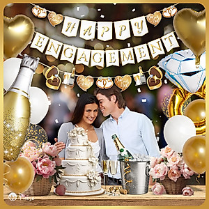 Pirese Happy Engagement Banner, Just Engaged Banner, Happy Engagement Party Decorations | Just Engaged Decorations | Almost Married Decorations | Congratulations Wedding Decorations | Engagement Sign