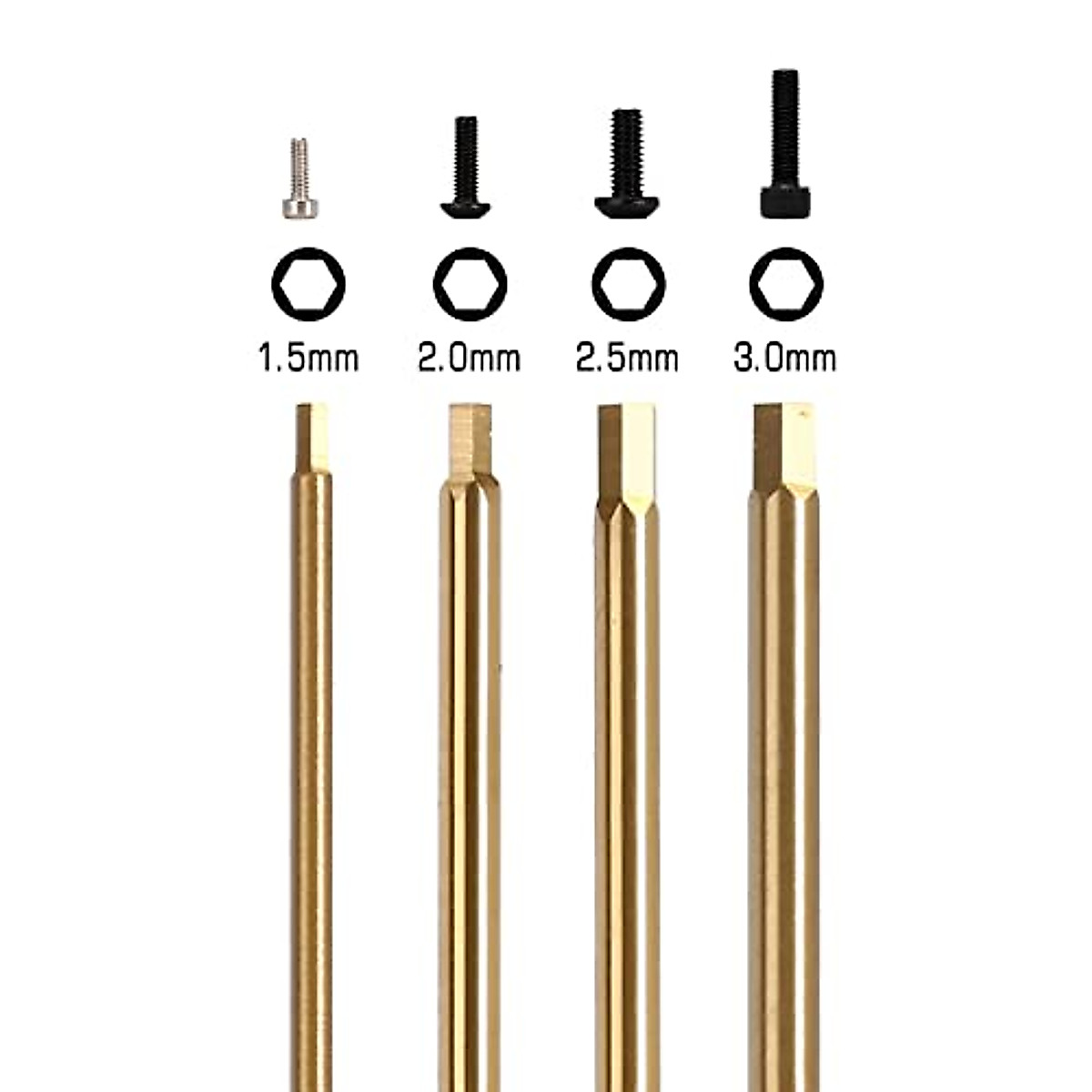 INJORA 4 PCs RC Hex Screw Driver Set, Allen Wrenches Sets 1.5mm 2.0mm 2.5mm 3.0mm Hexagon Head Screwdriver Wrenches, RC Car Repair Tool Kit for RC Model Car Boat Helicopter