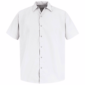 Red Kap Men's Specialized PocketleShort Sleeve Polyester Work Shirt, White, Short Sleeve Large